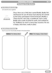 Personal Hygiene Worksheets - Level 1 - CleanBeanKids